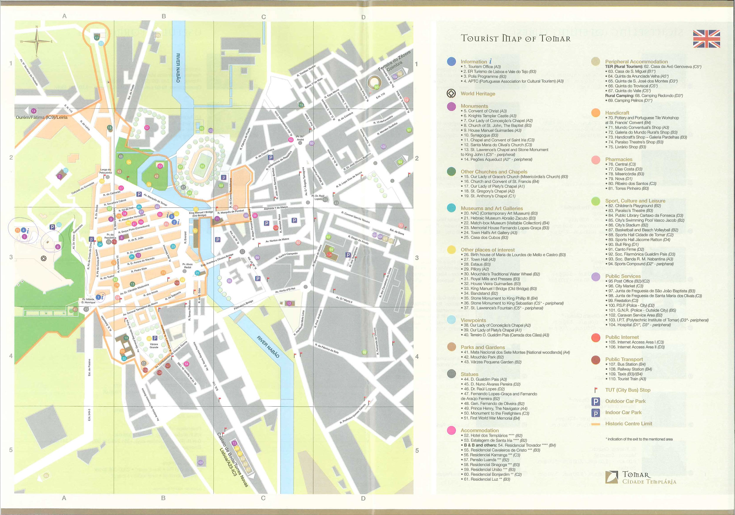 Mapa Monumentos Tomar Portugal