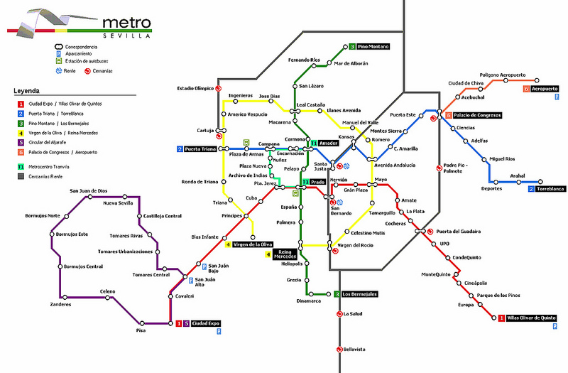 Mapas Transportes em Sevilha